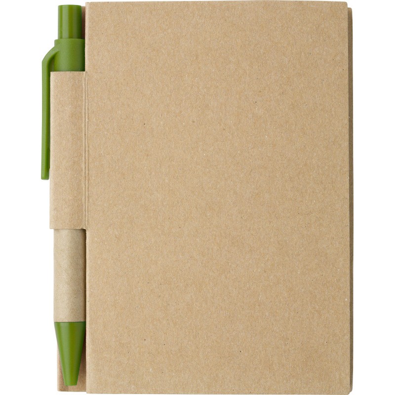 Bloc-notes A7 + stylo personnalisés en carton recyclé - CARTOPAD Bloc-notes A7 + stylo personnalisés en carton recyclé - CARTOPAD