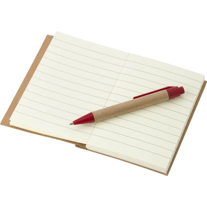 Bloc-notes A7 + stylo personnalisés en carton recyclé - CARTOPAD Bloc-notes A7 + stylo personnalisés en carton recyclé - CARTOPAD