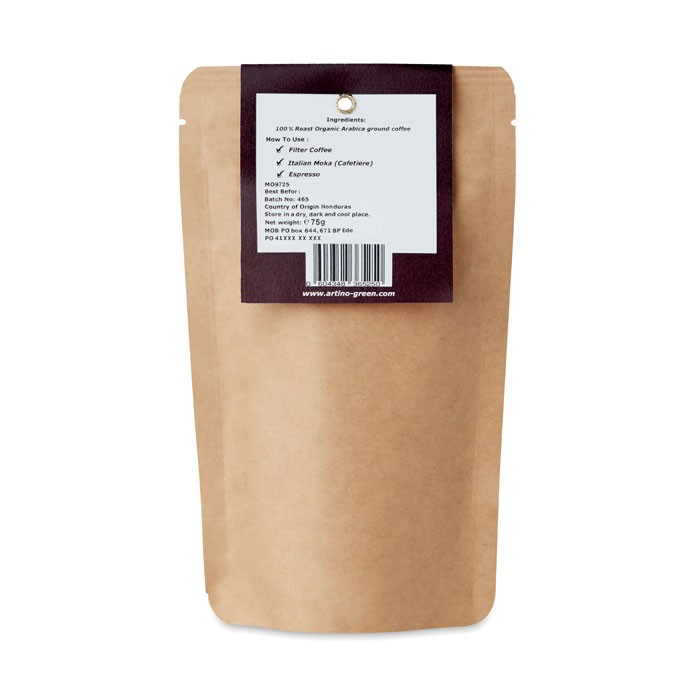 Sachet de café moulu bio personnalisé - 75g - ARABICA 75