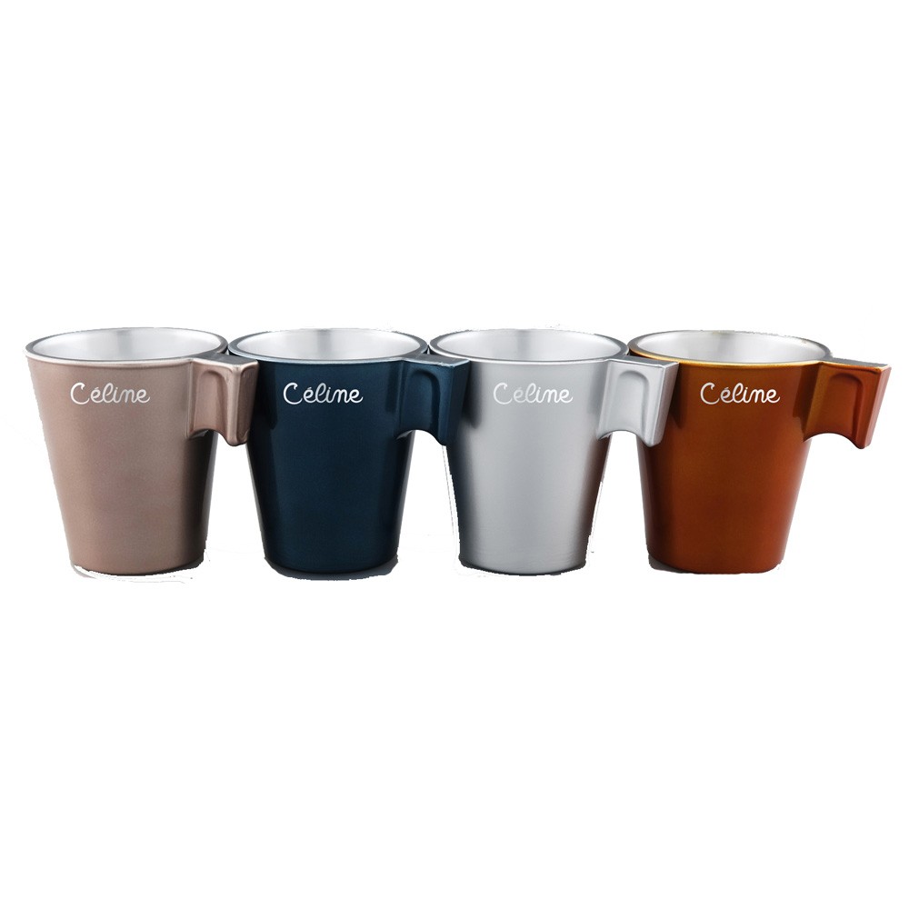 Tasse à Expresso Personnalisée En Verre Trempé Teinté Métal 80ml